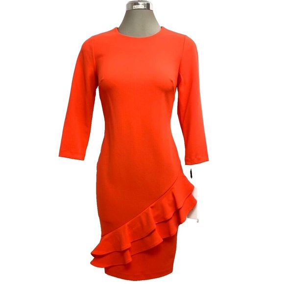 Calvin Klein | Dresses | New Calvin Klein Elegant Ginger Double Ruffled ...